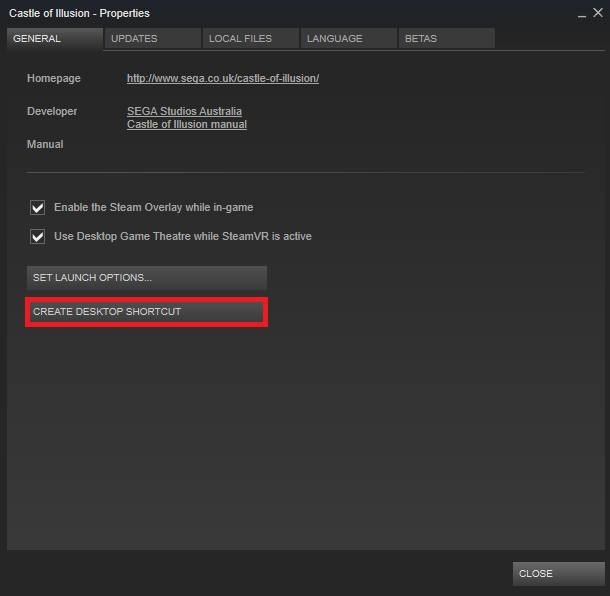 Creating A Desktop Shortcut SEGA Support
